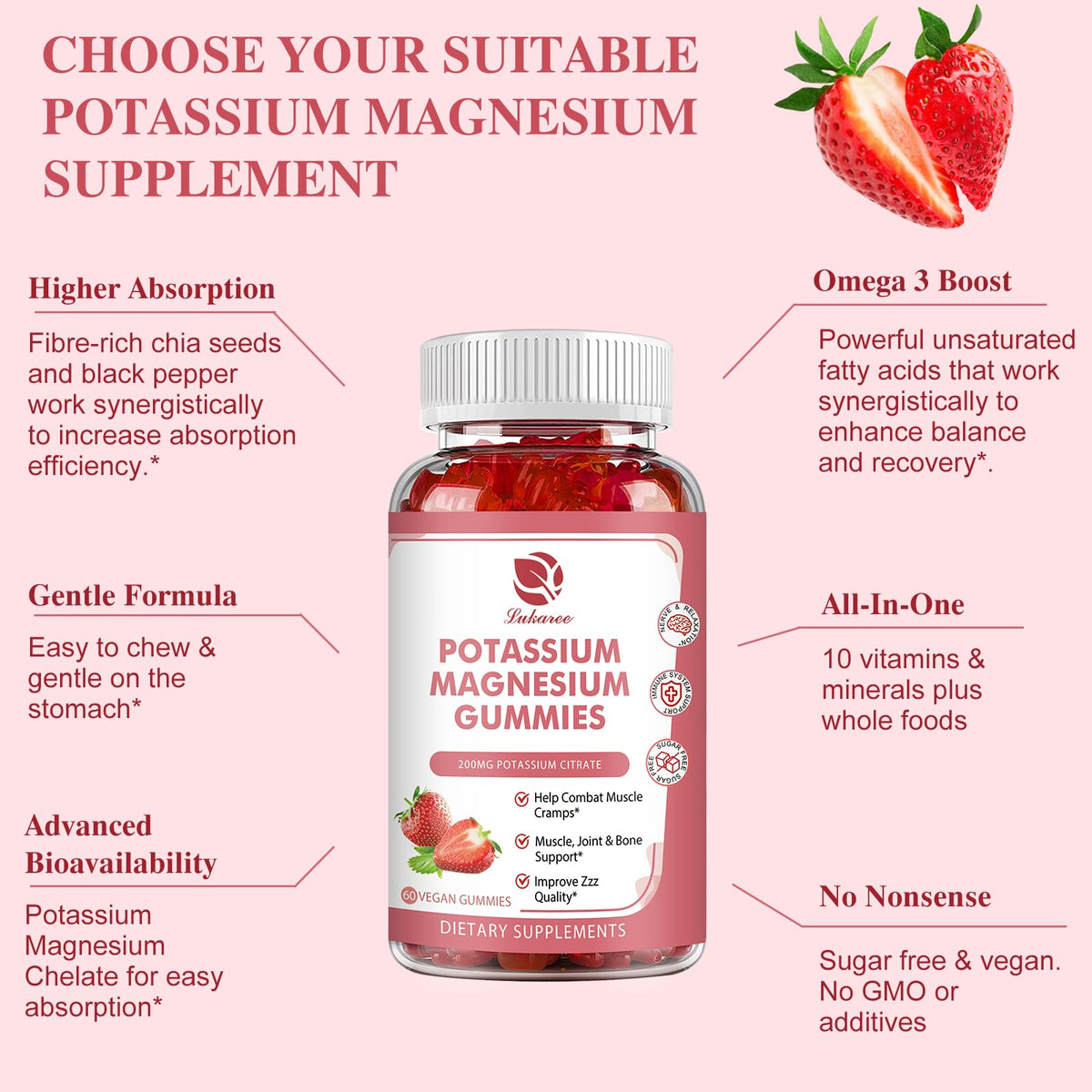 Buy Original Magnesium Potassium Supplement Gummies - New Formula Calm ...